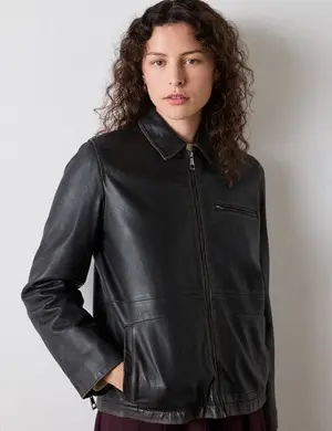 Whistles Kate Burnished Leather Jacket