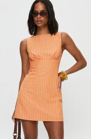 Princess Polly Ellesandra Sleeveless Cotton Blend Seersucker Minidress