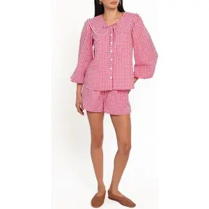 PETAL & PUP Angela Gingham Shirt And Shorts Set