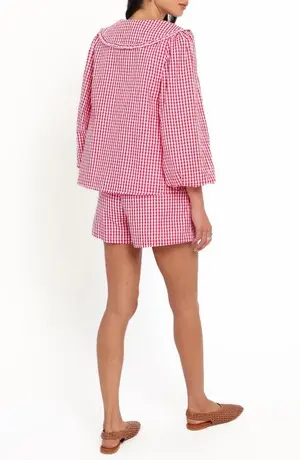 PETAL & PUP Angela Gingham Shirt And Shorts Set