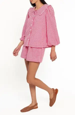 PETAL & PUP Angela Gingham Shirt And Shorts Set