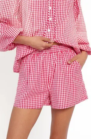 PETAL & PUP Angela Gingham Shirt And Shorts Set