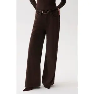 PISTOLA Jadyn High Waist Wide Leg Corduroy Pants - Mocha