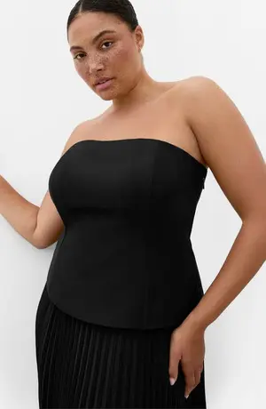 City Chic Loretta Strapless Pleated Maxi Dress