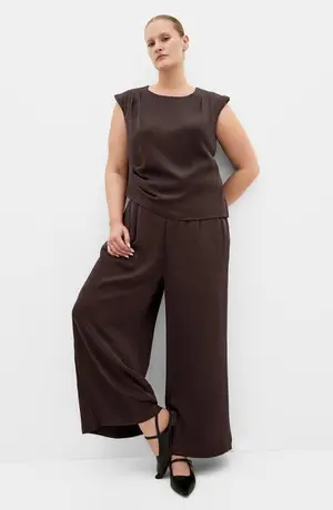 City Chic Jett Padded Shoulder Top - Espresso
