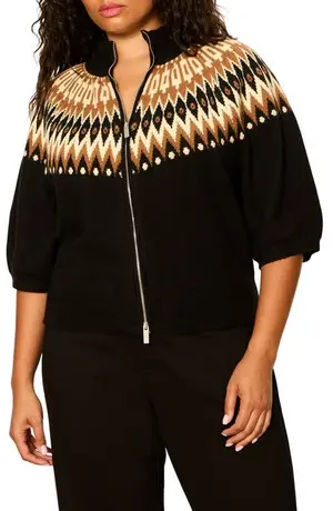 Sanctuary Fair Isle Zip Up Sweater