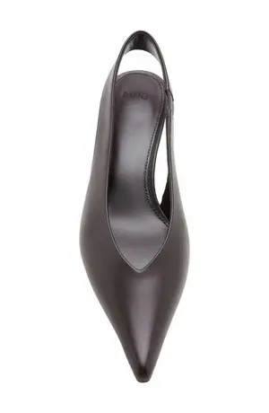 Mango Bimbo Pointed Toe Slingback Pump - Chocolate
