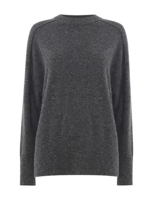 Whistles Cashmere Fleck Seam Crew Sweater