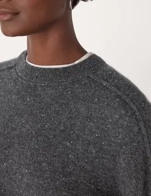 Whistles Cashmere Fleck Seam Crew Sweater