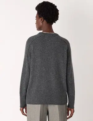 Whistles Cashmere Fleck Seam Crew Sweater
