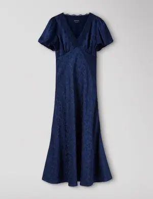 Whistles Jacquard V-neck Midi Dress