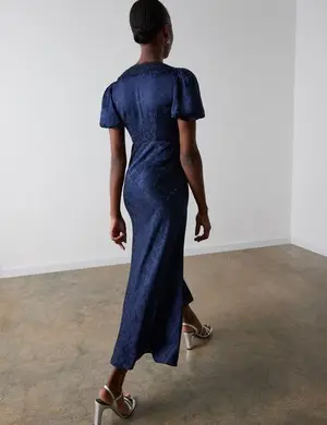 Whistles Jacquard V-neck Midi Dress