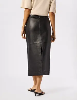 Whistles Panelled Leather Midi Skirt