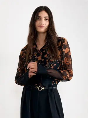PHASE EIGHT Clenence Floral Sheer Drape Shirt