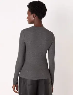 Whistles Essential Ribbed Crew Long Sleeve Top