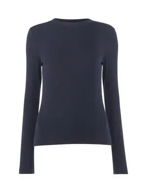 Whistles Essential Ribbed Crewneck Knit Top - Navy