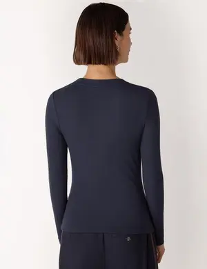 Whistles Essential Ribbed Crewneck Knit Top - Navy