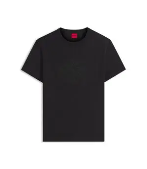 Hugo Cotton-jersey T-shirt With Rhinestone Logo - Black