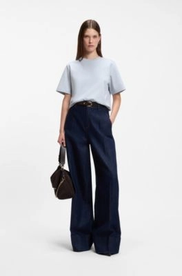 BOSS Relaxed-fit T-shirt In Mercerized Cotton - Light Blue