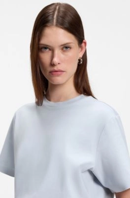 BOSS Relaxed-fit T-shirt In Mercerized Cotton - Light Blue