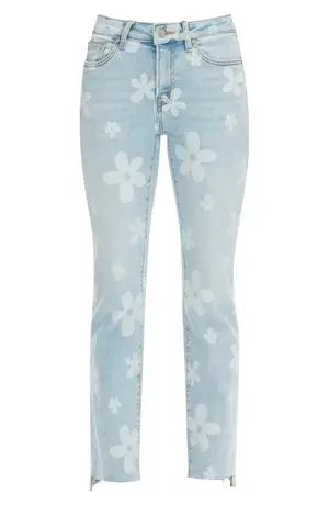 BAYEAS Floral Print Mid Rise Straight Leg Jeans
