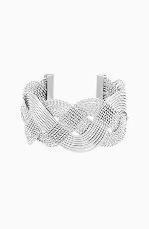 BEARFRUIT JEWELRY Charlotte Statement Cuff Bracelet Modern Minimalist Statement - Silver