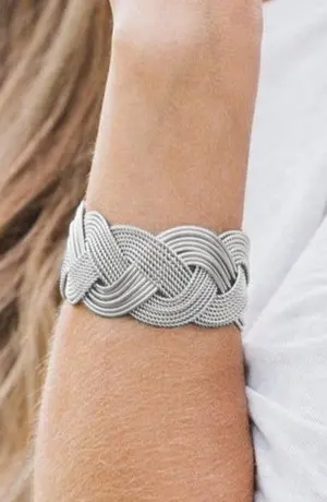 BEARFRUIT JEWELRY Charlotte Statement Cuff Bracelet Modern Minimalist Statement - Silver