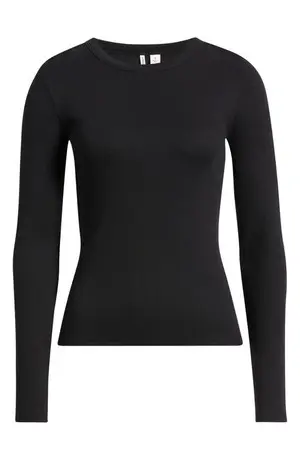 Nordstrom Ribbed Crewneck Long Sleeve T-shirt - Black