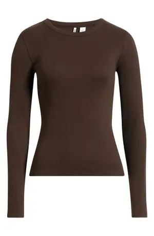 NORDSTROM Ribbed Crewneck Long Sleeve T-shirt