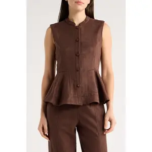 Bernardo Sleeveless Button-up Peplum Top