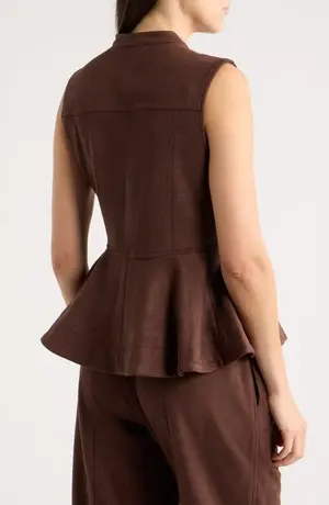 Bernardo Sleeveless Button-up Peplum Top