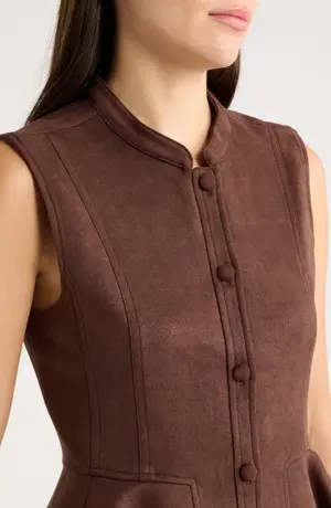 Bernardo Sleeveless Button-up Peplum Top