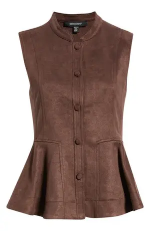 Bernardo Sleeveless Button-up Peplum Top