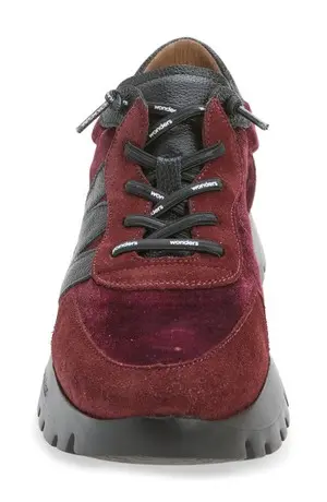 WONDERS Velvet Platform Sneaker - Vino