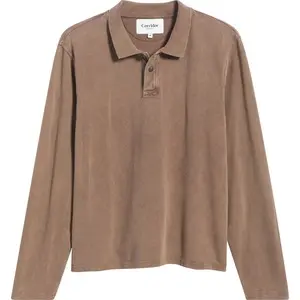 CORRIDOR Long Sleeve Cotton Piqué Polo - Brn