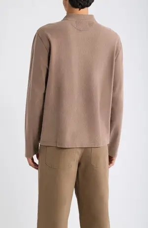 CORRIDOR Long Sleeve Cotton Piqué Polo - Brn