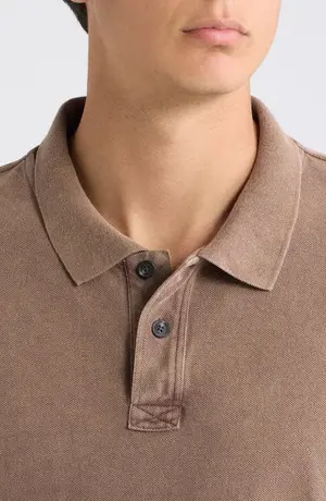 CORRIDOR Long Sleeve Cotton Piqué Polo - Brn