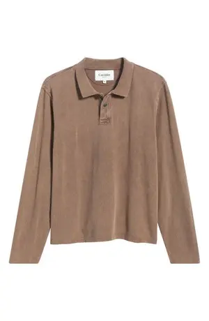 CORRIDOR Long Sleeve Cotton Piqué Polo - Brn