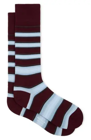 Paul Smith Space Dye Stripe Cotton Blend Dress Socks - 40_light Blue