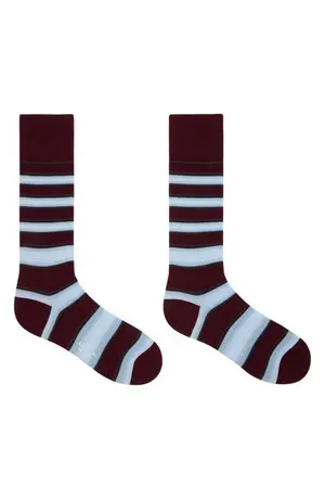 Paul Smith Space Dye Stripe Cotton Blend Dress Socks - 40_light Blue