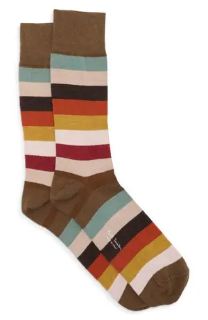 Paul Smith Craft Stripe Cotton Blend Dress Socks - 92_multi Coloured