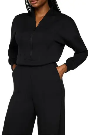 Spanx Airessentials® Long Sleeve Shawl Collar Jumpsuit - Very Black