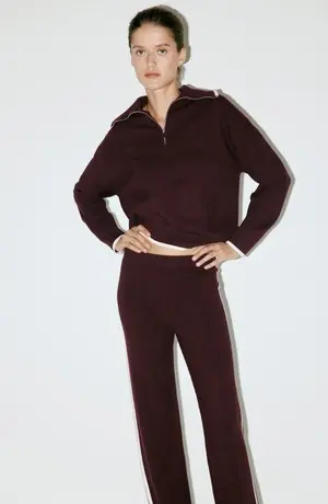 Mango Side Stripe Knit Pants