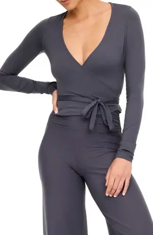 Spanx Ballet Wrap Top - Dark Slate