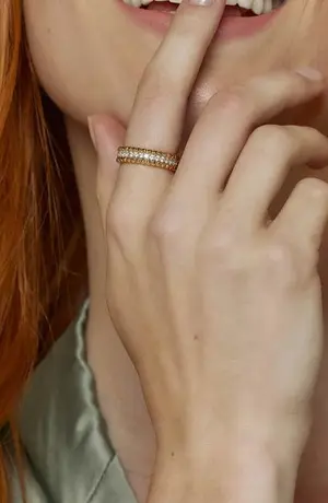 BEARFRUIT JEWELRY Jena Sparkle Wide Band Ring Trendy Unique Style - Gold