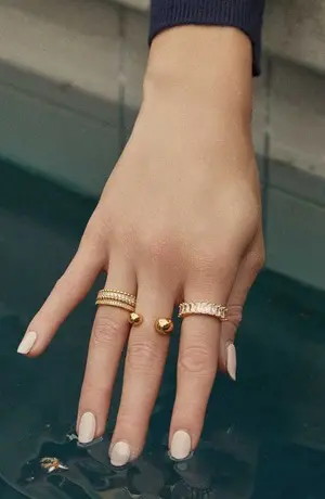 BEARFRUIT JEWELRY Jena Sparkle Wide Band Ring Trendy Unique Style - Gold