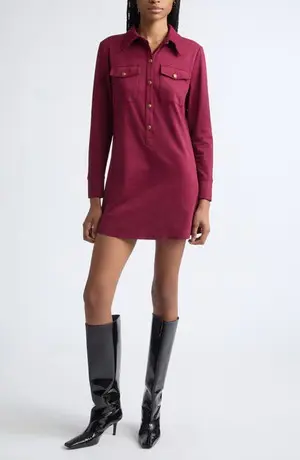 Ramy Brook Maria Long Sleeve Shirtdress - Cranberry