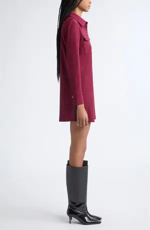 Ramy Brook Maria Long Sleeve Shirtdress - Cranberry