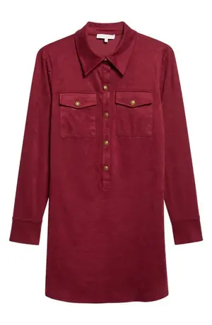 Ramy Brook Maria Long Sleeve Shirtdress - Cranberry