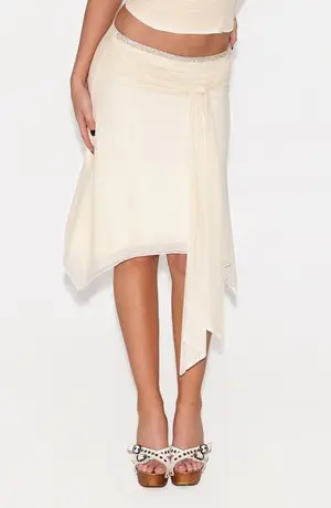 TIGER MIST Juna Mesh Handkerchief Hem Midi Skirt